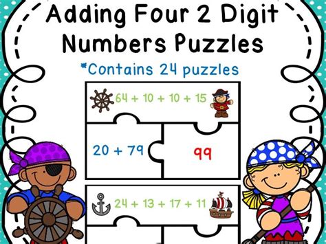 2 Digits Addition Game Puzzles Adding Four Two Digit Numbers 2nd Grade Teaching Resources