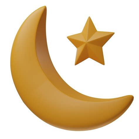 Ilustración 3d Del Icono De La Media Luna Y La Estrella Para El Tema De