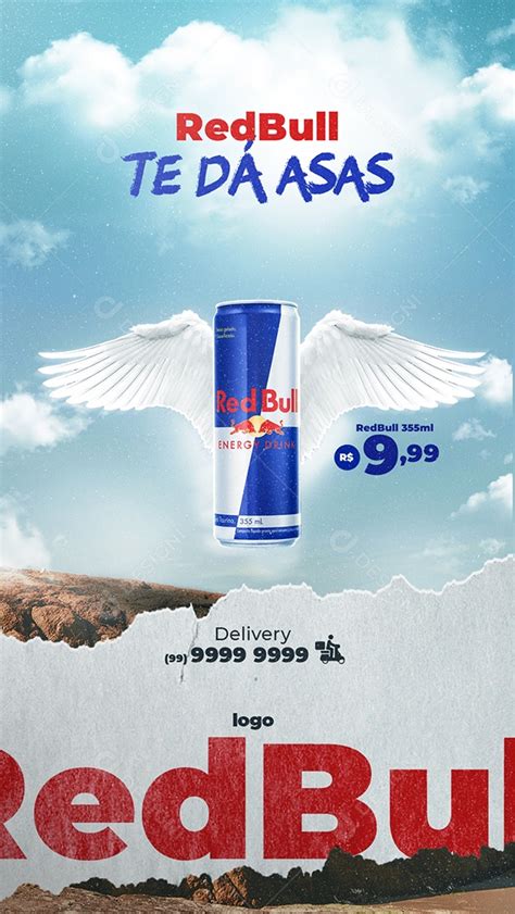 Story Red Bull Te dá Asas Social Media PSD Editável download Designi