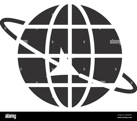 Arrow Around Of Global Sphere Icon Over White Background Silhouette Sytle Vector Illustration