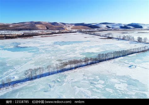 航拍呼伦贝尔冰湖树林雪景高清图片下载 红动中国