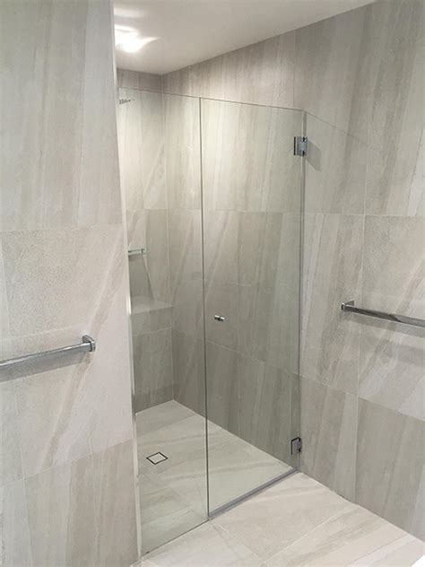 Frameless Shower Screen Wall To Wall Fixed Panel And Door Hinged Of Wall