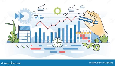 Time Series Analysis With Sequence Of Data Points Outline Hands Concept Stock Vector