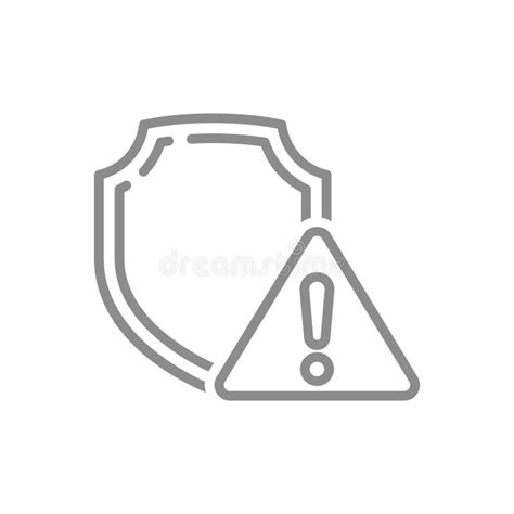 shield and exclamation point warning line vector icon stock vector