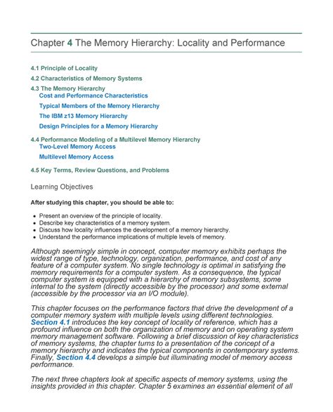 chapter iv the memory hierarchy locality and performance chapter 4