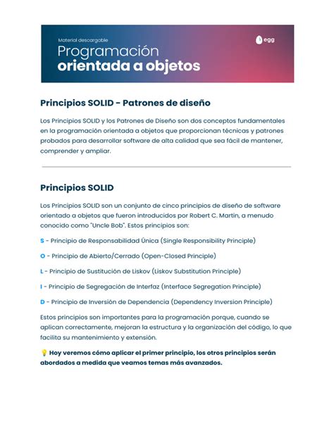Teoría Java 11 Principios Solid Servicios Pdf Patrón De Diseño