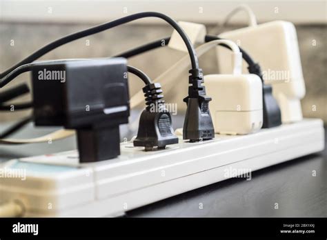 Multiple Socket With Connected Plugs Stock Photo Alamy