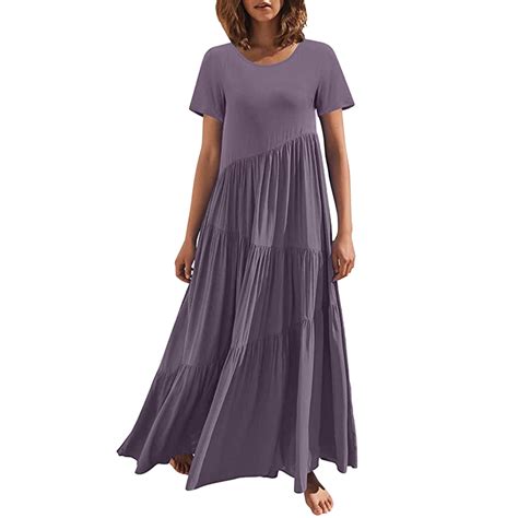 Fhsagq Womens Plus Lace Dresses Womens Summer Floral Tiered Maxi Dress