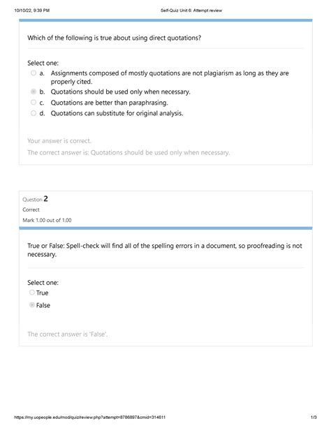 Self Quiz Unit 6 Attempt Review 7 101022 939 Pm Self Quiz Unit 6