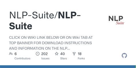 Github Nlp Suitenlp Suite Click On Wiki Link Below Or On Wiki Tab