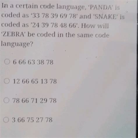 In A Certain Code Language PANDA Is Coded As StudyX
