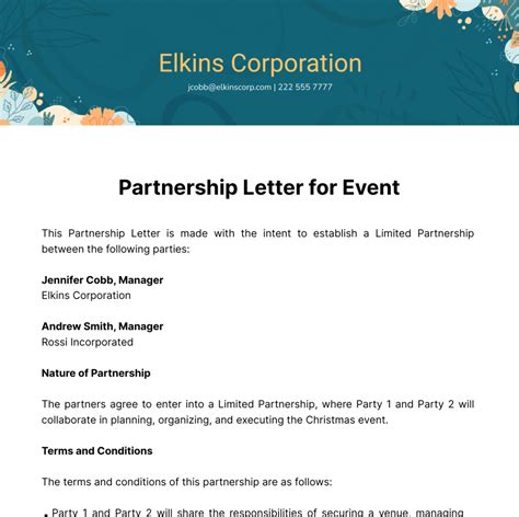 Free Partnership Letter Templates And Examples Edit Online And Download