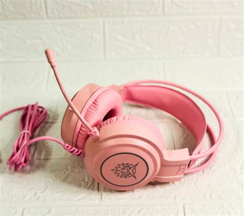 Tai nghe gaming hồng có Mic âm thanh Jack cắm USB Nhân Vinh PC