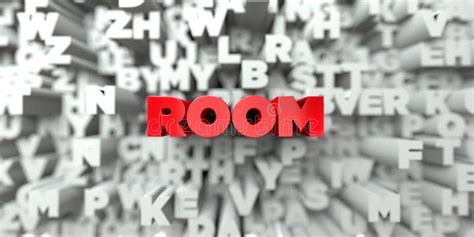 ROOM Red Text On Typography Background 3D Rendered Royalty Free