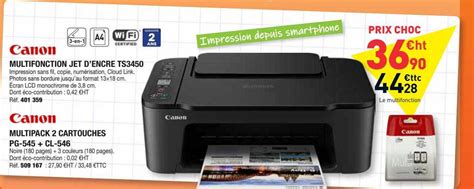 Promo Multifonction Jet D Encre Ts3450 Canon Multipack 2 Cartouches Pg