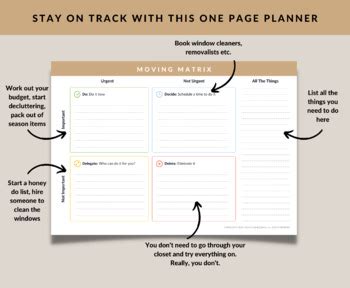 Moving Matrix Categorize Your Moving Tasks By Leaving Home TPT