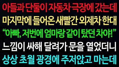 실화사연 아들과 단둘이 자동차 극장에 갔는데 마지막에 들어온 새빨간 외제차 한대 “아빠 저번에 엄마랑 같이 탔던 차야 ” 노후