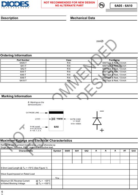 6a05 6a10 By Diodes Incorporated Datasheet Digikey