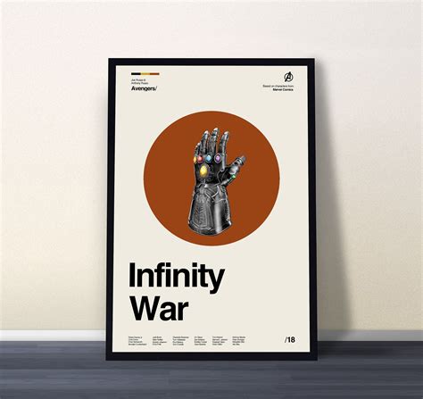 Poster Infinity War Movie Poster Marvel Movie Poster Midcentury Print