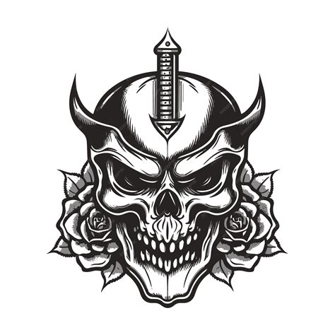 Premium Vector Flowering Demonic Skull Head