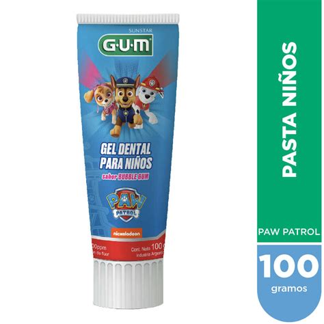 Gum Paw Patrol Gel Dental Para Niños Sabor Bubble Gum X 100 Gr