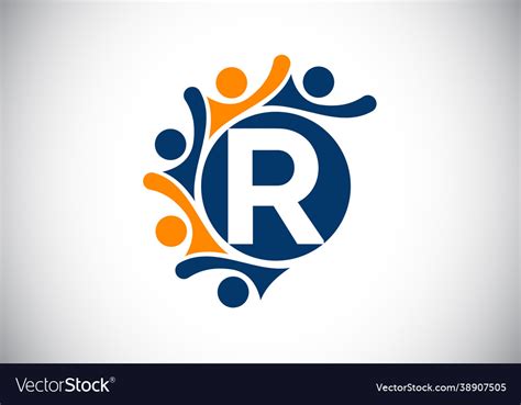 Initial R Monogram Alphabet With Connecting Vector Image