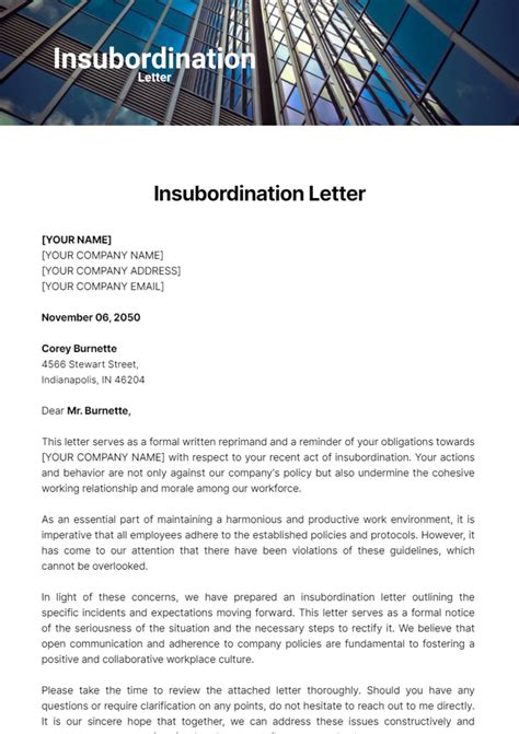 Free Insubordination Letter Template To Edit Online
