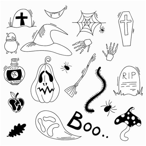 Un Conjunto De Elementos De Garabato Para Halloween Un Conjunto De