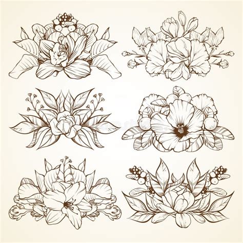 Set Of Flower Arrangement Stock Vector Illustration Of Banner 91736064