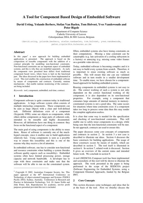 Pdf A Tool For Component Based Design Of Embedded Software
