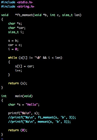 C Using Own Version Of Memset With Char S Hello Vs Char S