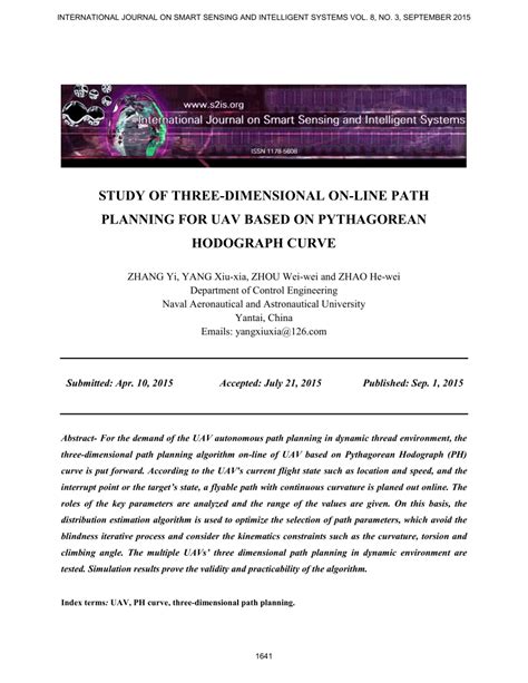 Pdf Study Of Three Dimensional On Line Path Planning For Uav Based On