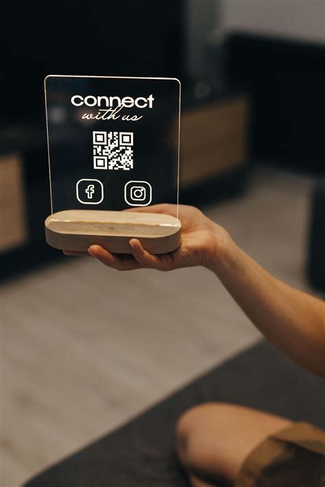 personalized led qr code sign scan to pay sign connect with us sign
