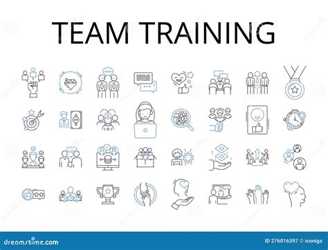 Group Instruction Line Icons Collection Classroom Teamwork