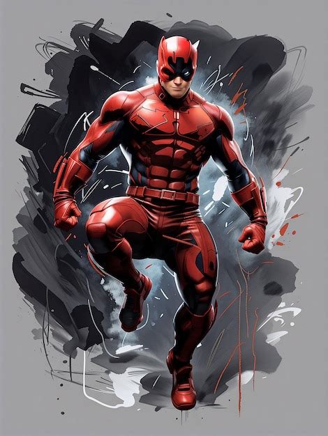Premium Photo Daredevil In Dynamic Pose Illustration Style