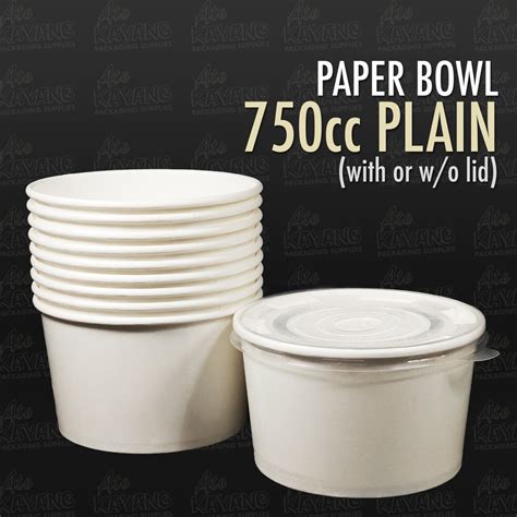 50pcs 750cc Plain Paper Bowl W Or Wo Lid Set For Rice Meals Silog Meals Etc Shopee