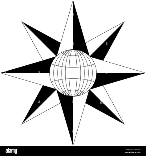 Wind Rose Or Compass Rose Vector With Planet Earth Symbol Eight