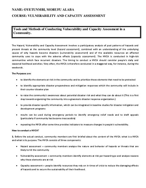 Pdf Tools And Methods Of Conducting Vulnerability And Capacity