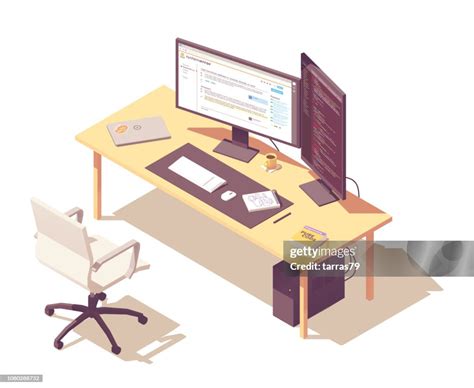 Vector Isometric Programmer Workplace High Res Vector Graphic Getty