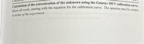 Calculation Of The Concentration Of The Unknown Using Chegg