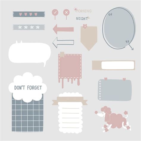 Set Of Cute Hand Drawn Doodle Text Box With Icon Speech Bubble Balloon Flat Design Vector