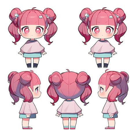 Premium Ai Image A Series Of Pictures Of A Girl With Pink Hair And A