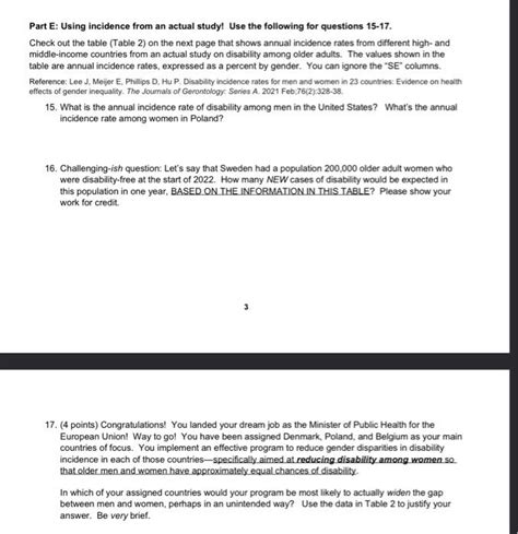 Solved Part E Using Incidence From An Actual Study Use The Chegg Com