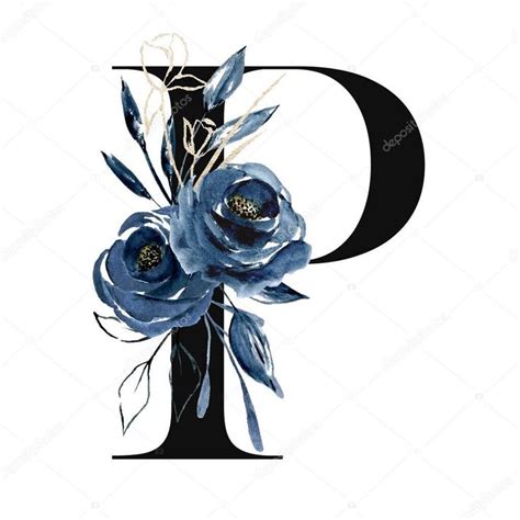 Descargar Acuarela Arte Pintura Letra P Con Flores Y Hojas Alfabeto