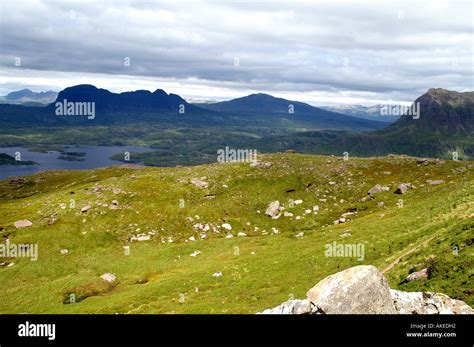 Loch Sionascaig Eilean Mor And Suilven From Stac Pollaidh Inverpolly