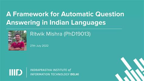 A Framework For Automatic Question Answering In Indian Languages Ppt