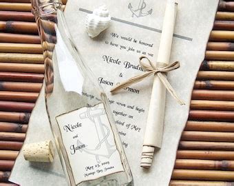 Message In A Bottle Signature Wedding Invitation Sample Destiny Etsy