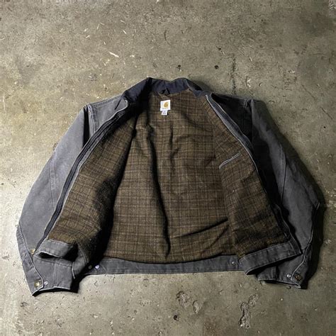 Grey Blanket Lined Carhartt Detroit Jacket Size Xl Depop