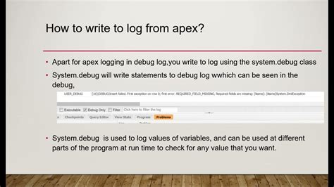 Salesforce Developer Interview Questions Part 17 What Are Debug Levels And Traced Entity In Apex