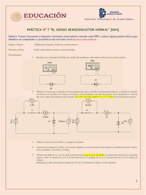 Prac 7 Dsn Sem 1 23 Pdf Diodo Unión Pn
